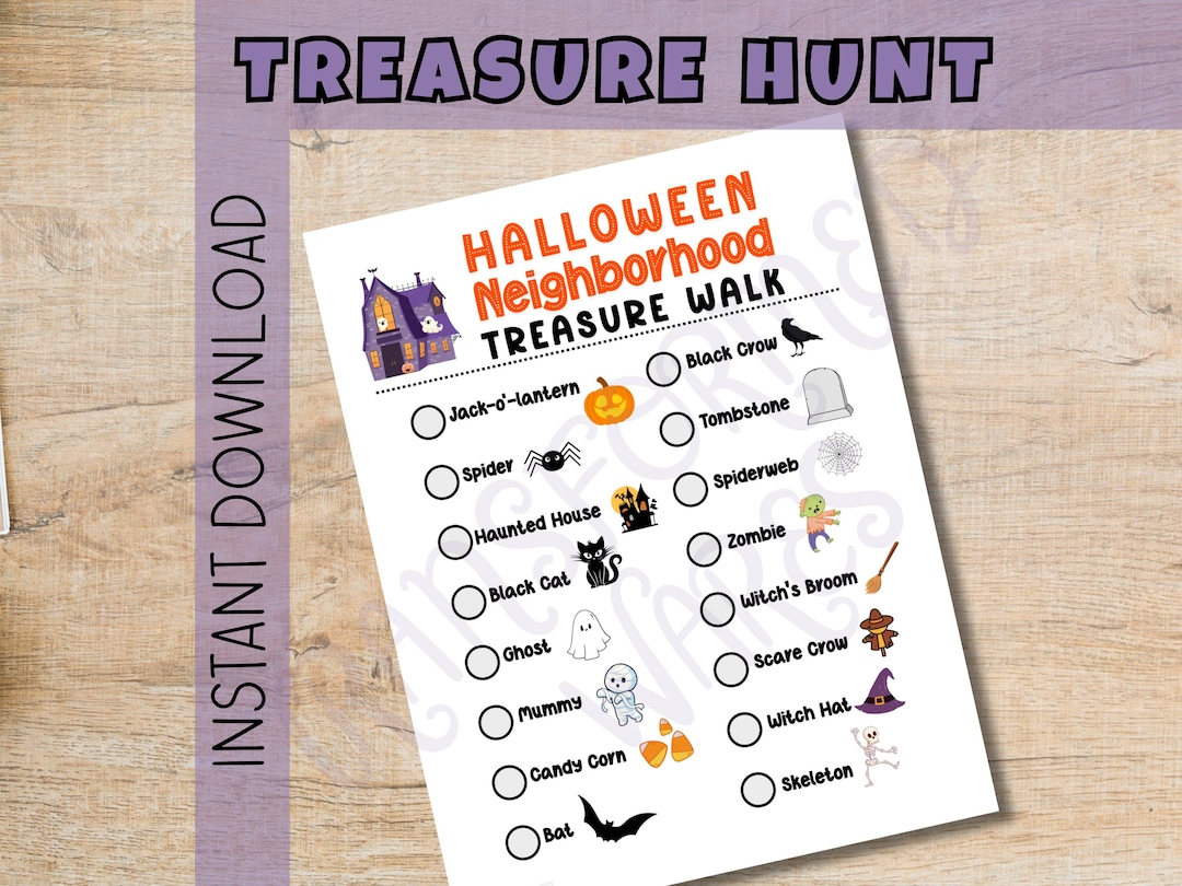 Halloween Neighborhood Treasure Hunt for Kids | Outdoor Scavenger Hunt ...