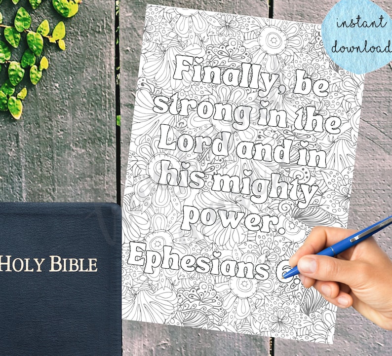 Bible Verse Coloring Page | Ephesians 6:10 | Scripture Coloring Page ...
