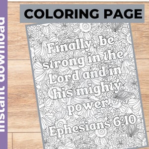 Bible Verse Coloring Page | Ephesians 6:10 | Scripture Coloring Page ...