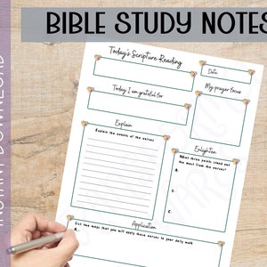 Bible Study Notes, PDF Printable, Instant Download, Church Journal ...