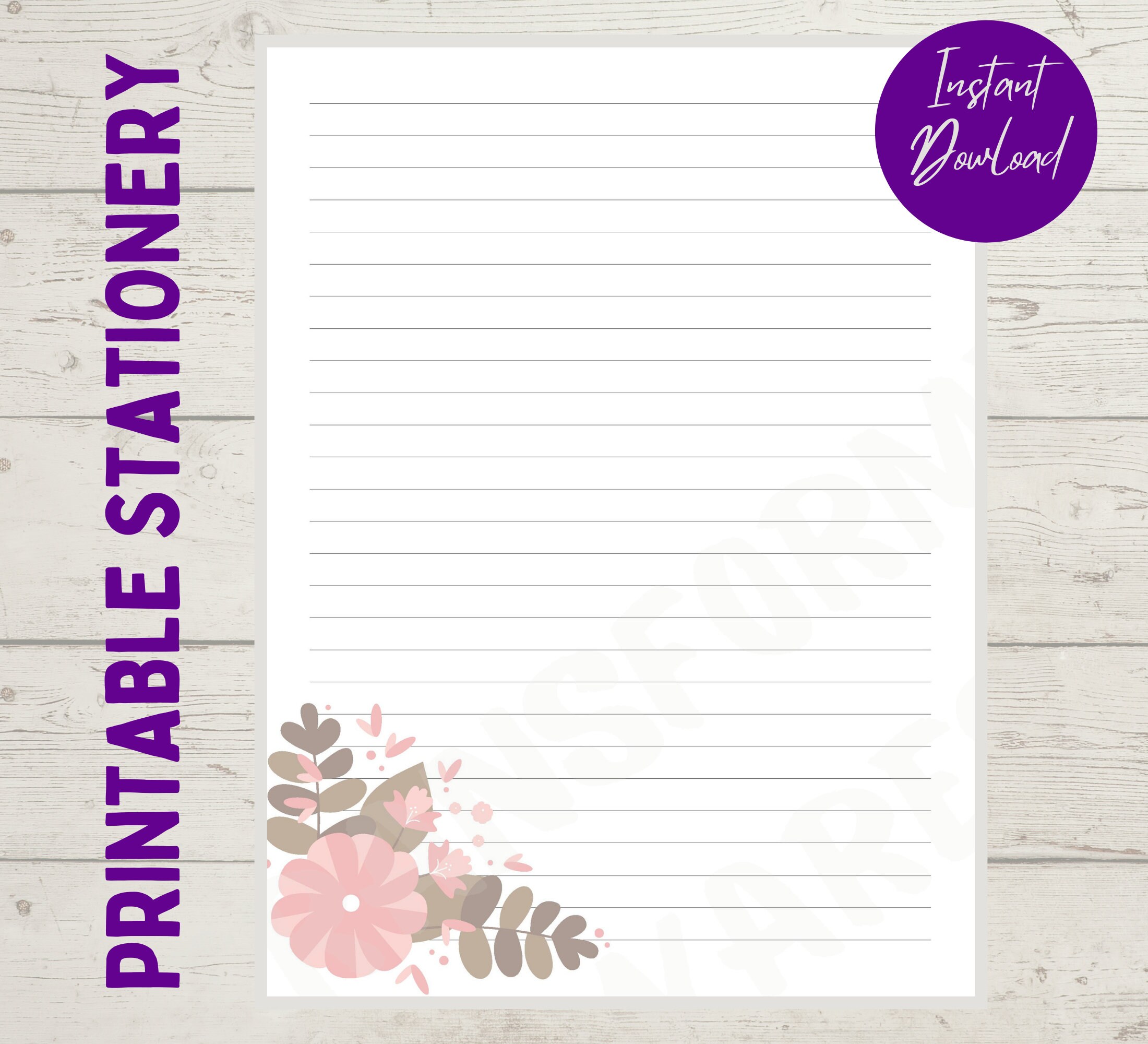 Printable Stationery Pink Floral Writing Paper Notepaper - Etsy