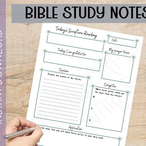 Bible Study Notes, PDF Printable, Instant Download, Church Journal ...
