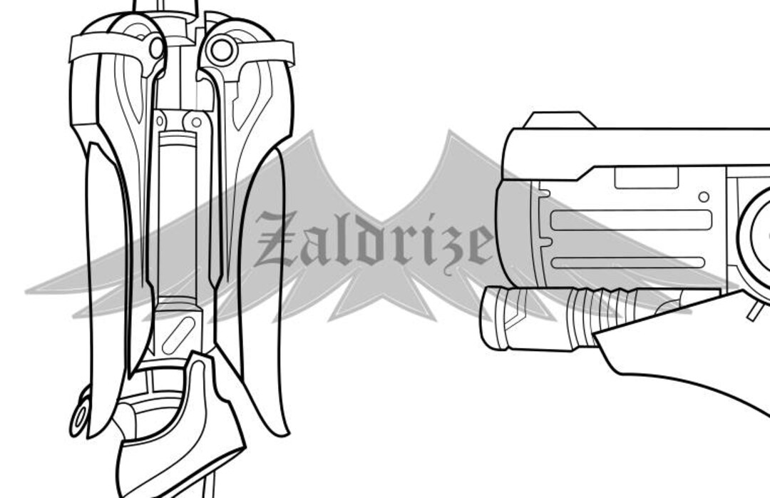 Valkyrie Mercy - Gun and Staff - Blueprint - Etsy