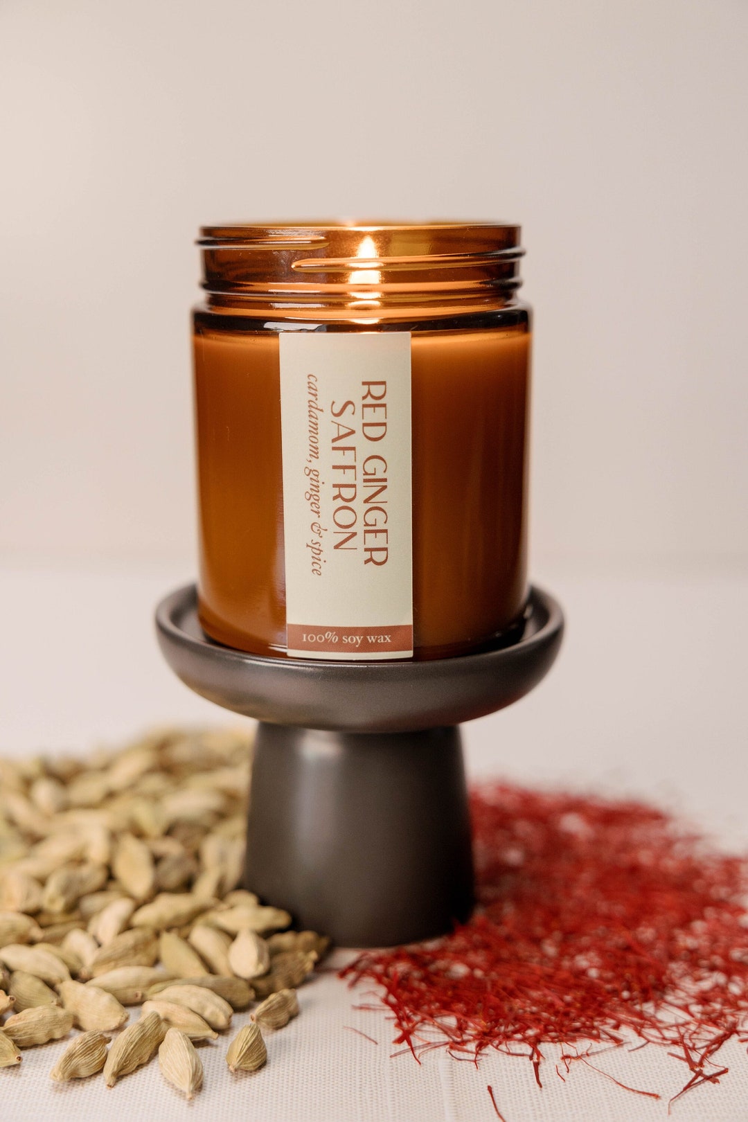 8 Oz. "red Ginger Saffron" All Natural Hand Poured Soy Wax Candle in ...