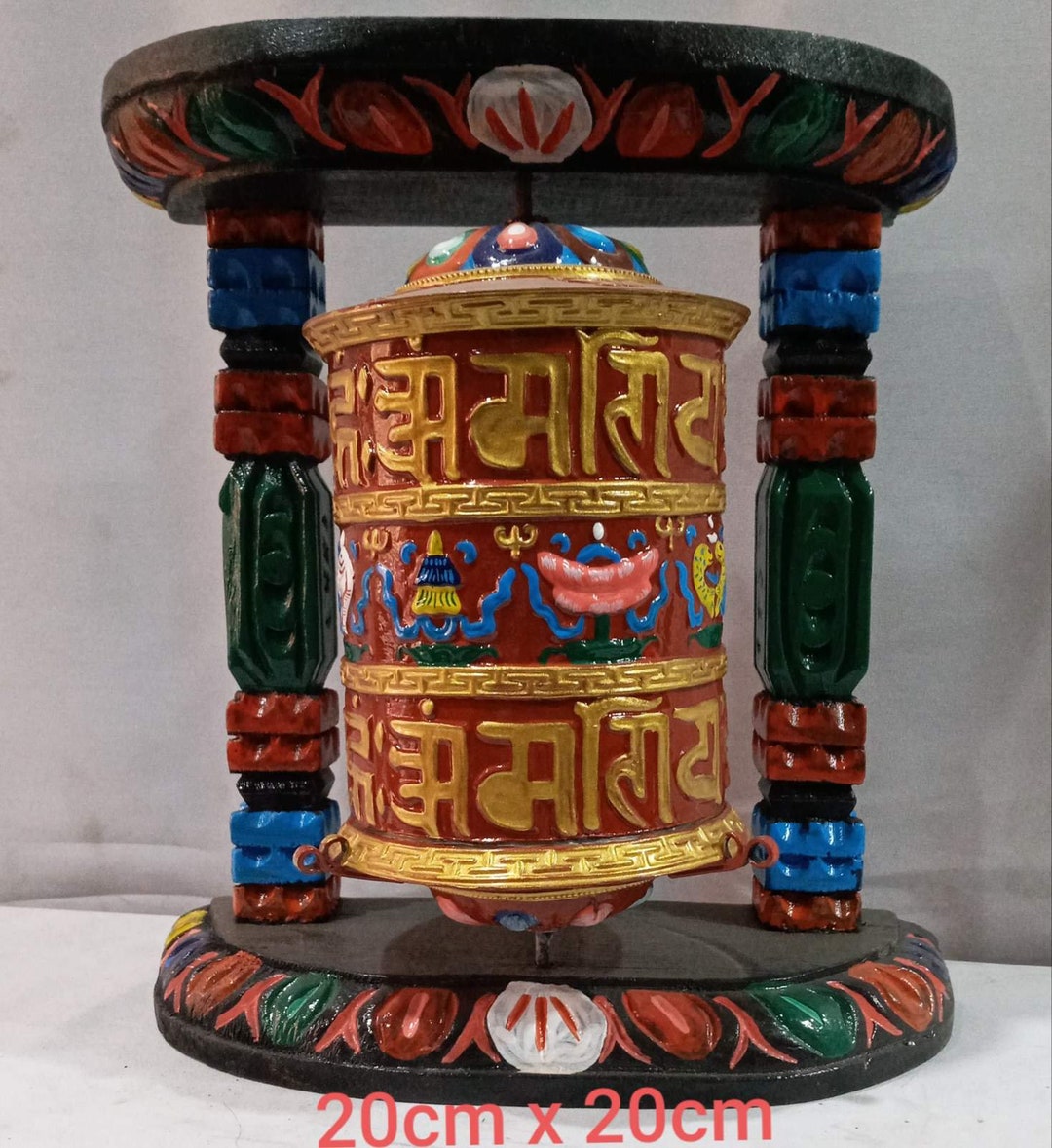 Buddhist Prayer Wheel Hand Made With the Auspicious Budhist Symbols and ...