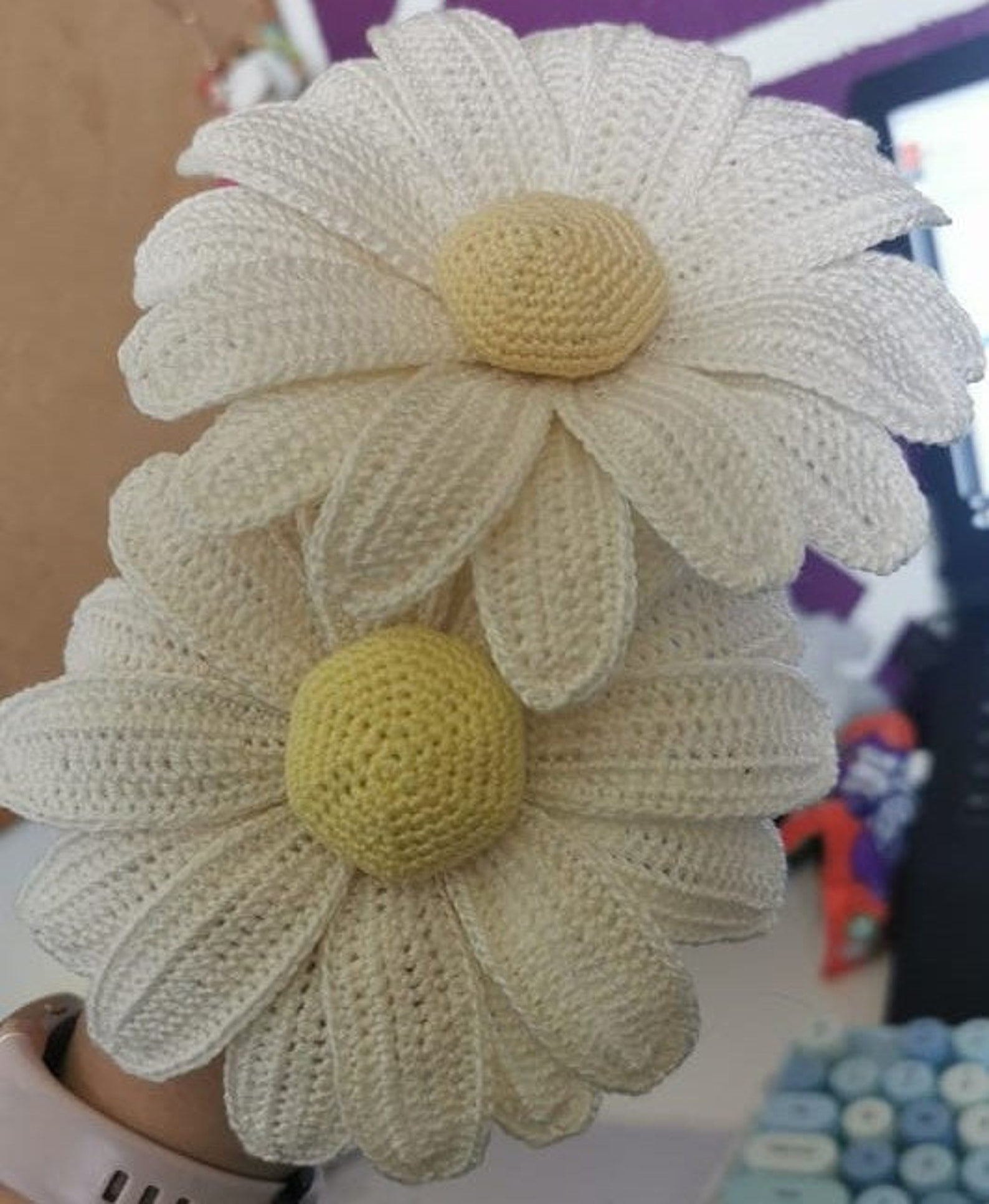 Large Daisy Pattern | Crochet | Flower | Wedding | Bouquet | Handmade ...