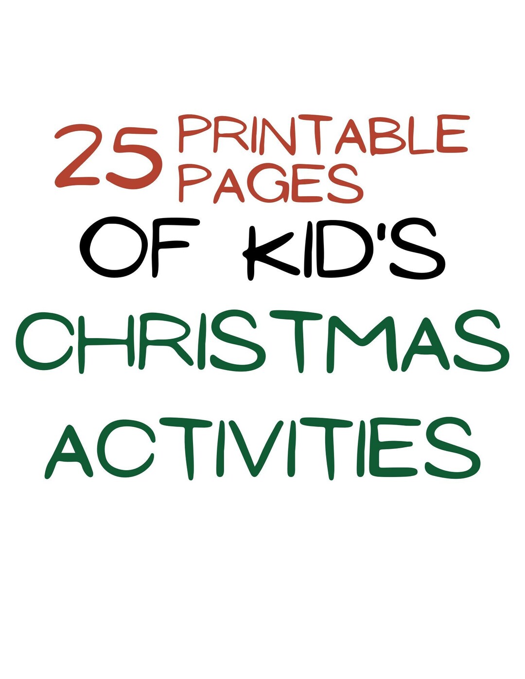 25 PRINTABLE Pages of Kid's Christmas Activities ***DIGITAL DOWNLOAD ...