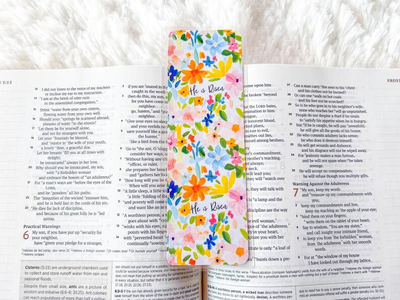 Floral Easter Bookmark: He is Risen, Christian Gift - Etsy