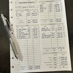 Minimalistic Printable Paycheck Budget Tracker Classic Size - Etsy