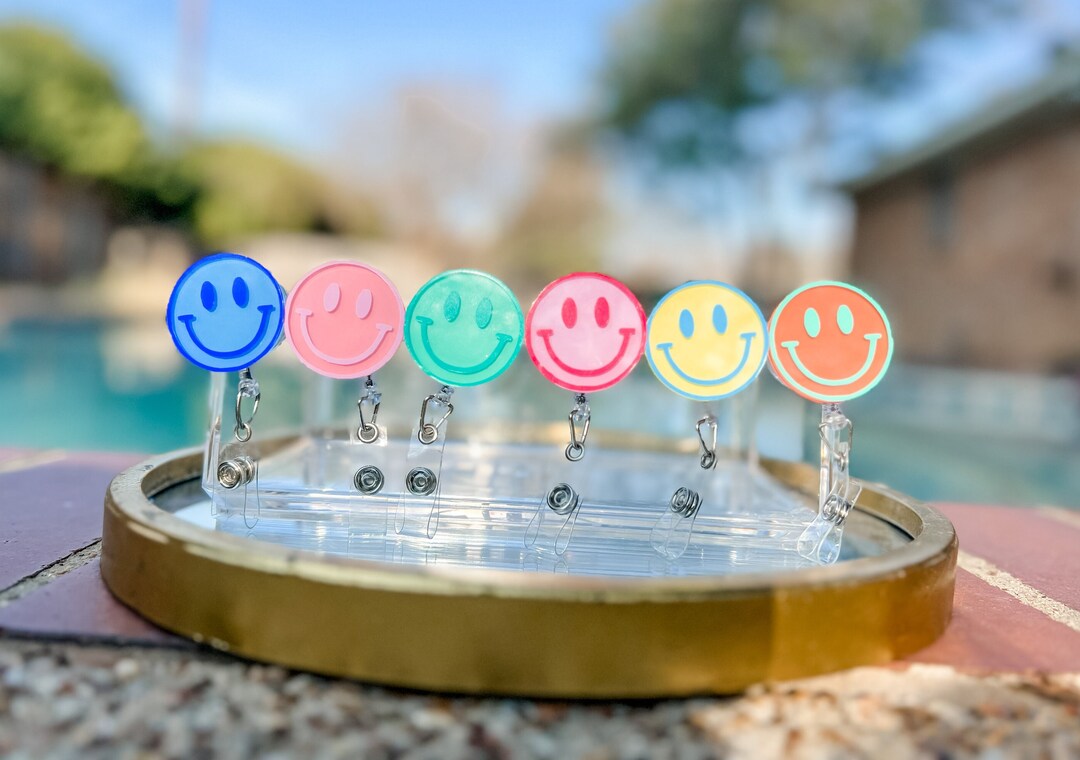 Smiley Face Badge Reels - Etsy
