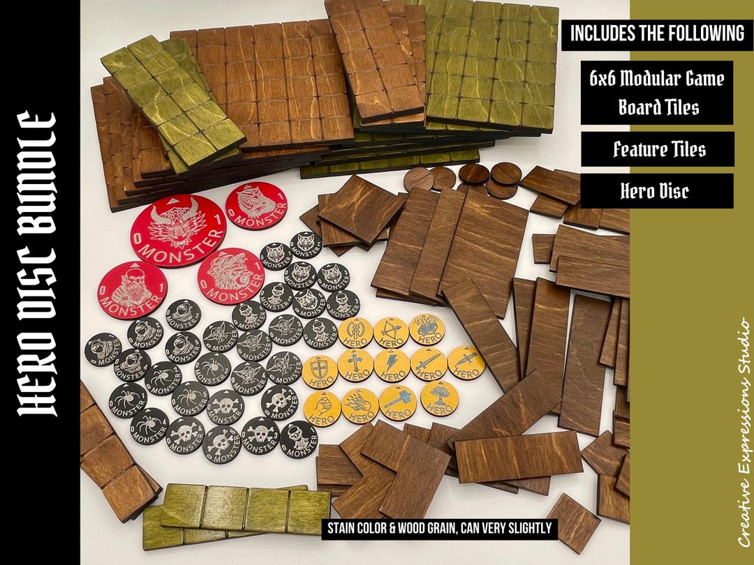 Modular RPG Game Board Tiles, Hero Monster Discs, Terrain Feature Set ...