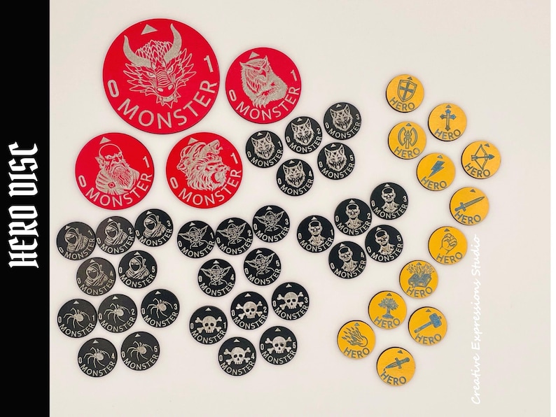 Hero & Monster Disc Tokens (46 Pieces) for Dnd and TTRPG Modular RPG ...