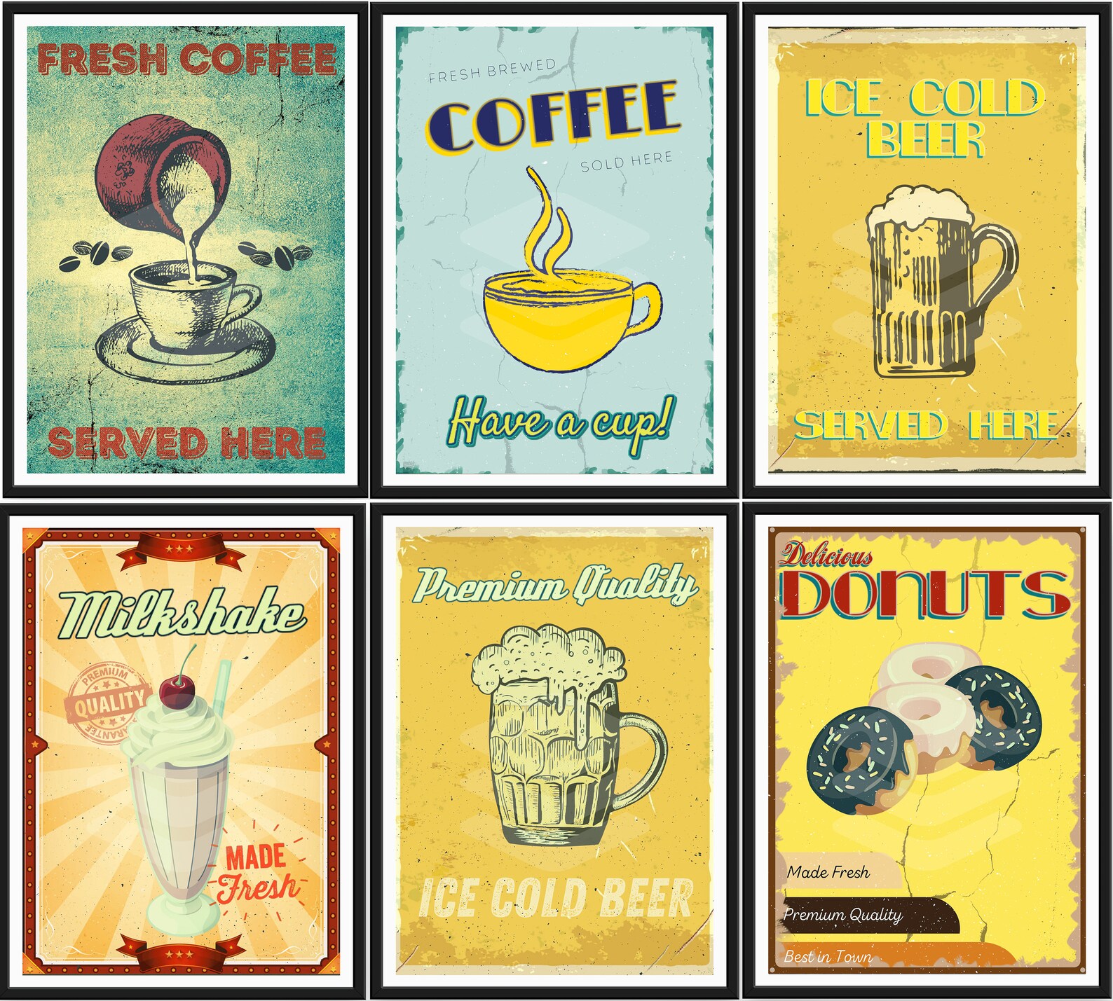 Classic American Diner Posters Vintage Fast Food Prints | Etsy