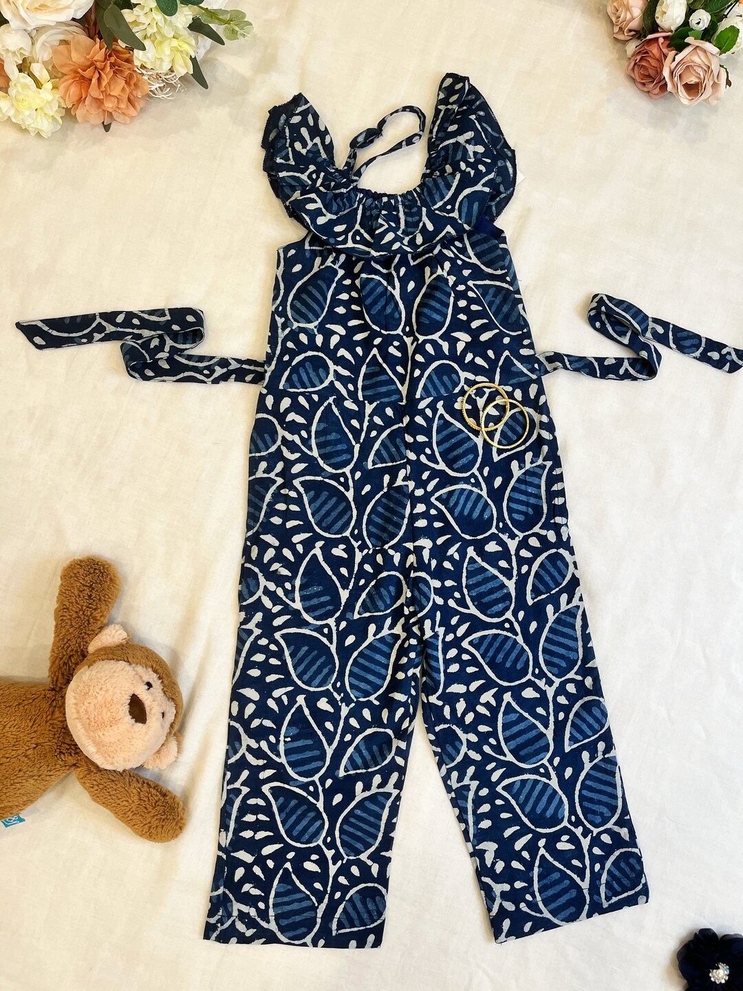 Hand Block Printed Sustainable Cotton Girls Jumpsuit / Romper / Girls ...