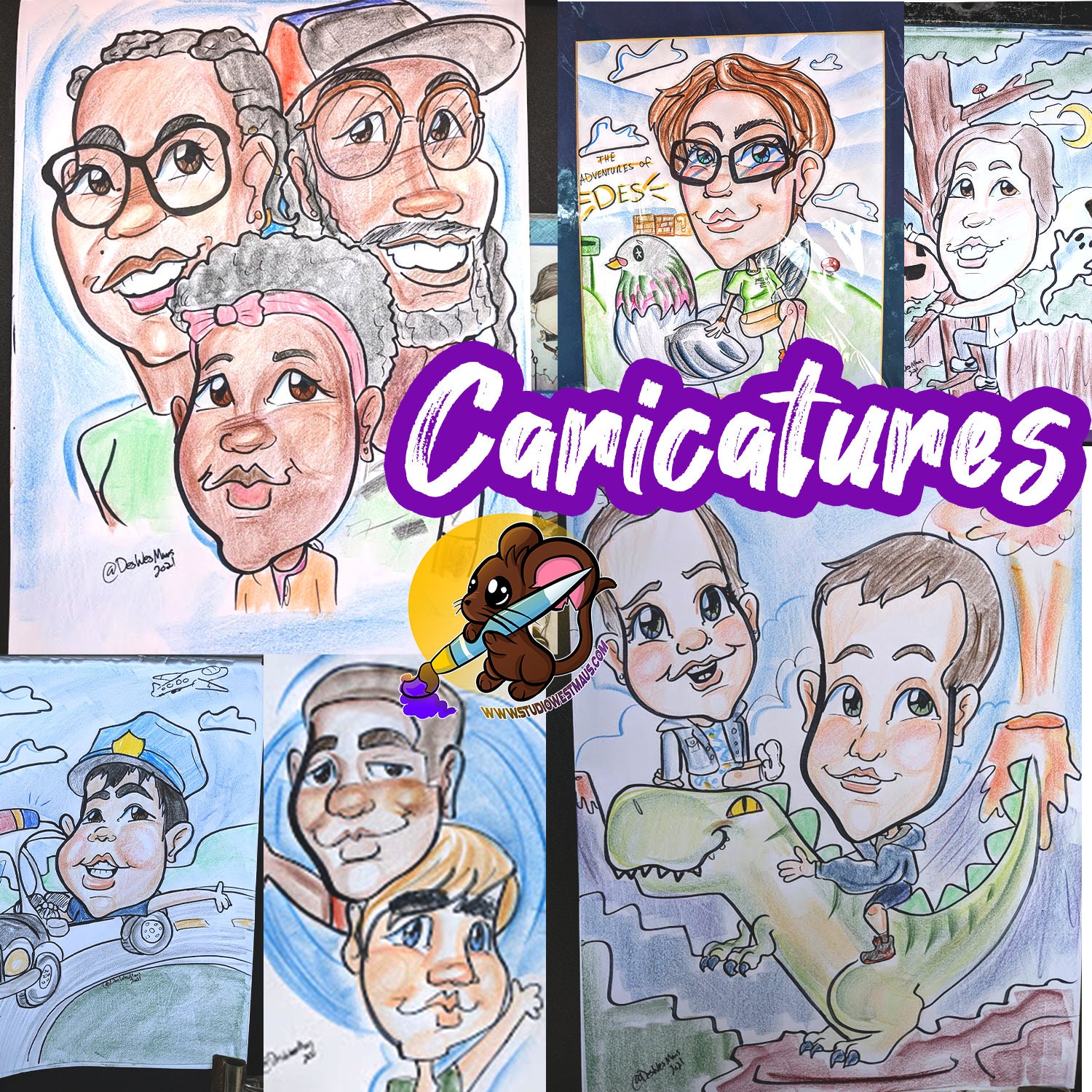 Retratos de caricatura / Dibujo personalizado / Caricaturas / Retrato ...