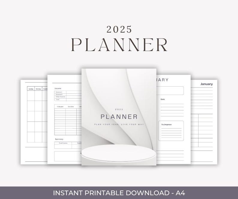 2025 Goal Planner & Monthly Budget Journal | 12-month Calendar + Action ...