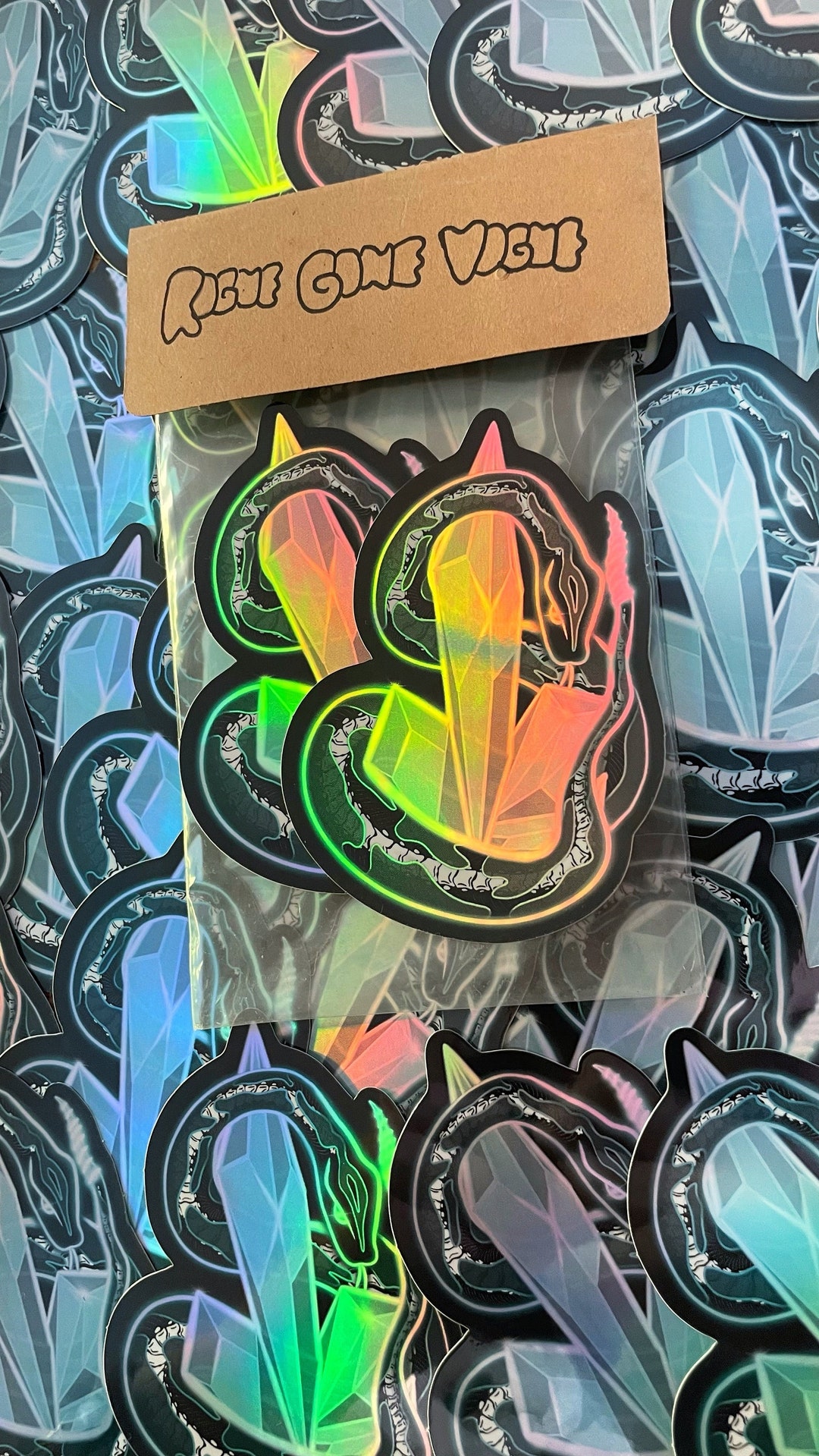Holographic Ghost Snake X2 Crystal Sticker 2 PACK - Etsy