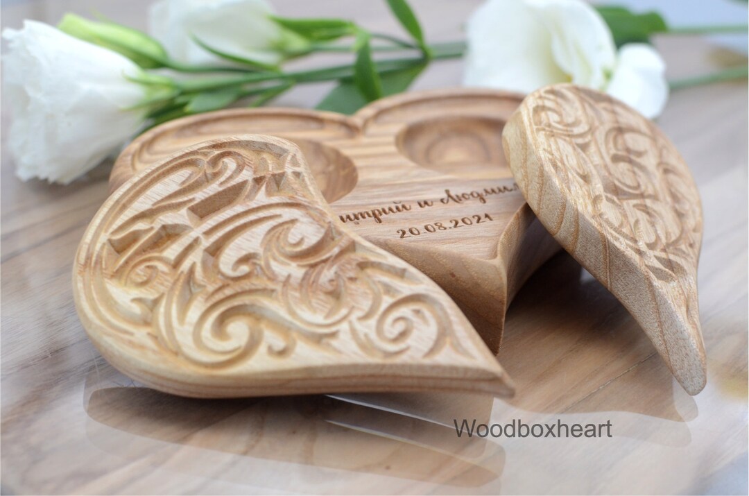 Wooden Wedding Card Box Heart Shaped Box Wooden Box for Wedding Rings ...