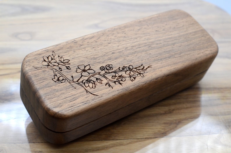 Wood Glasses Case, Wood Glasses Box, Walnut Wood Leather Hard Case Box ...