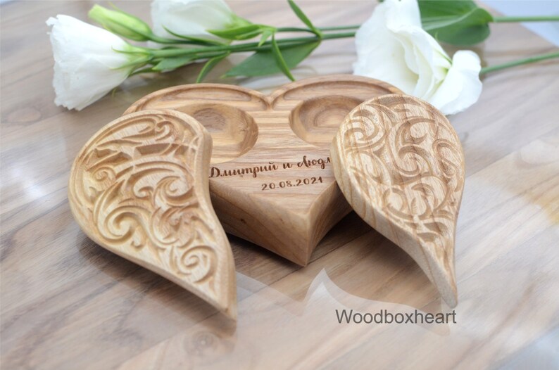 Wooden Wedding Card Box Heart Shaped Box Wooden Box for Wedding Rings ...