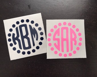 Custom Circle Monogram Vinyl Decal Sticker C1 - Choose Your Size, Color ...