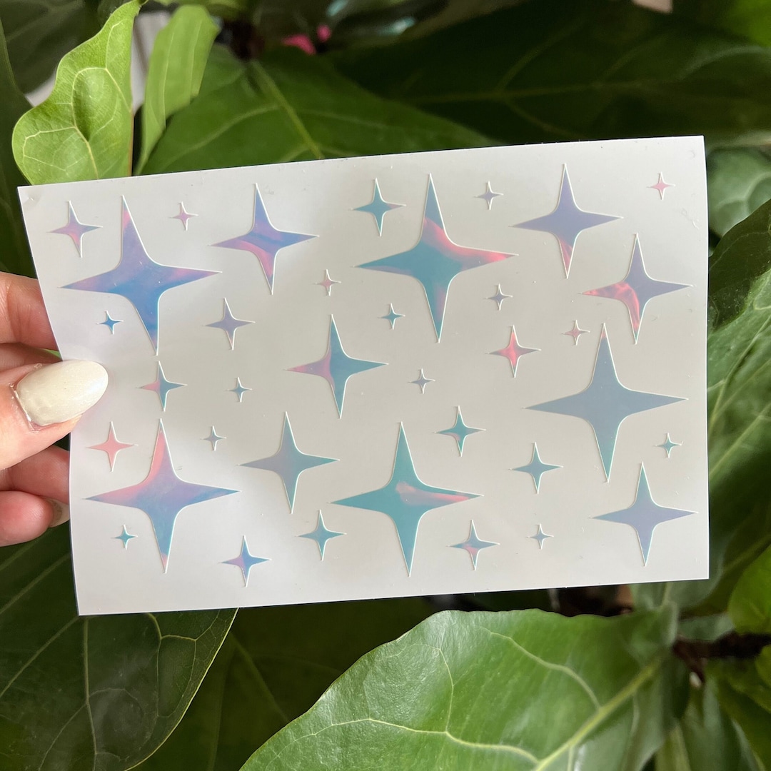 Sparkle Stars Decal Sheet, Holographic Sparkle Star Sheet, Holo Vinyl ...