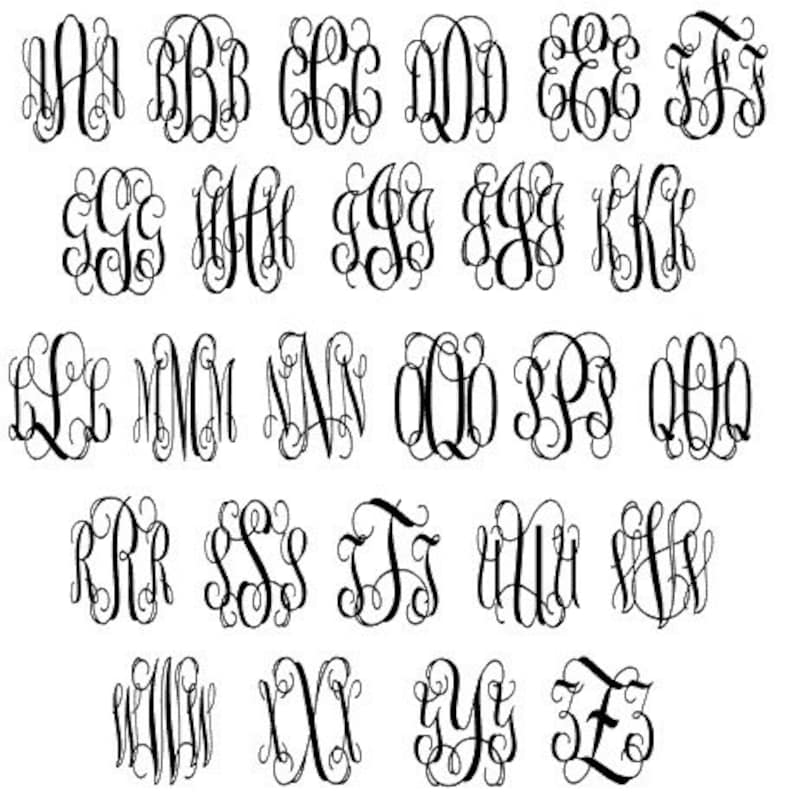 Fancy Vine Monogram Decal Fancy Vine Monogram Decal Monogram - Etsy