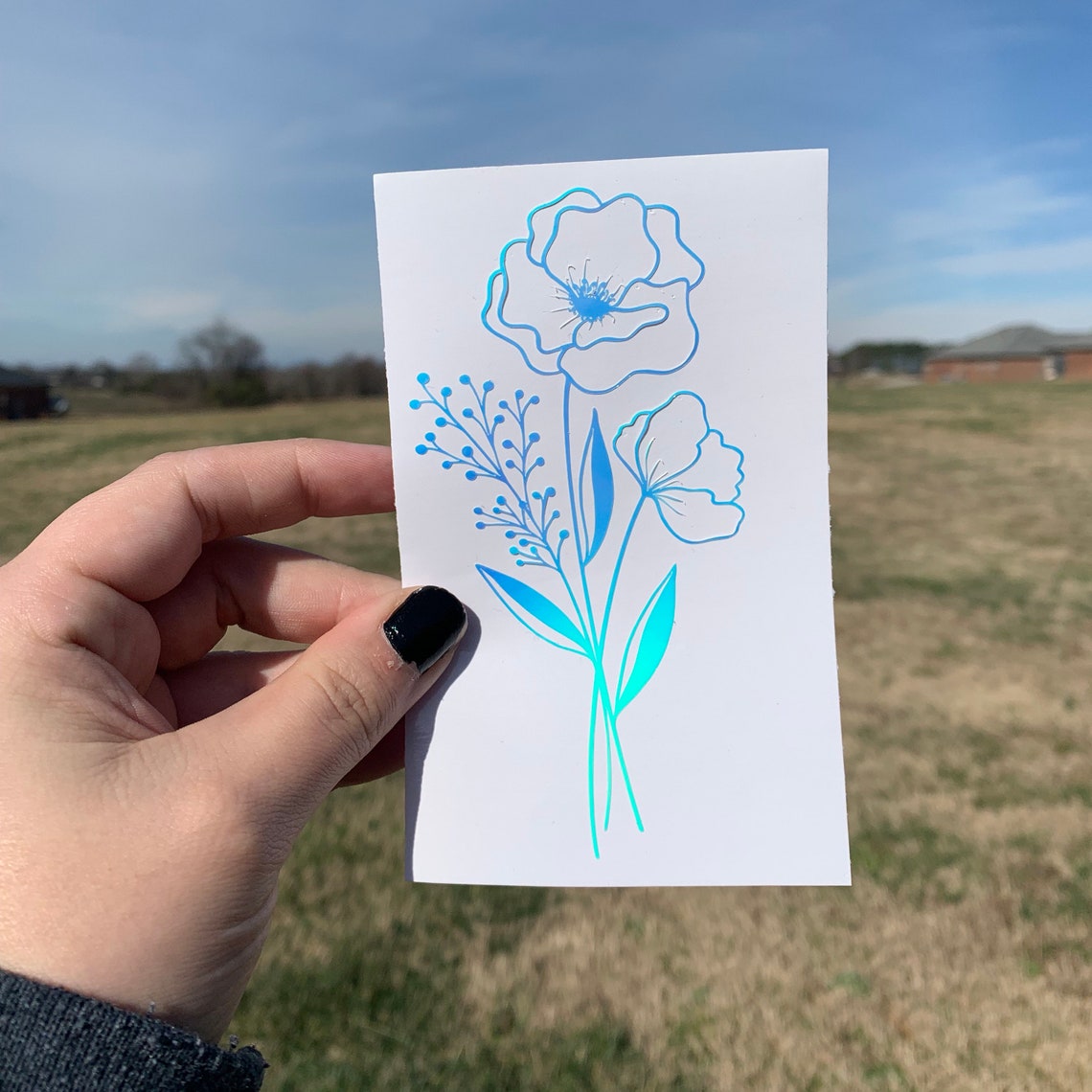 Wildflower Decal Flower Decal Holographic Flower Decal - Etsy