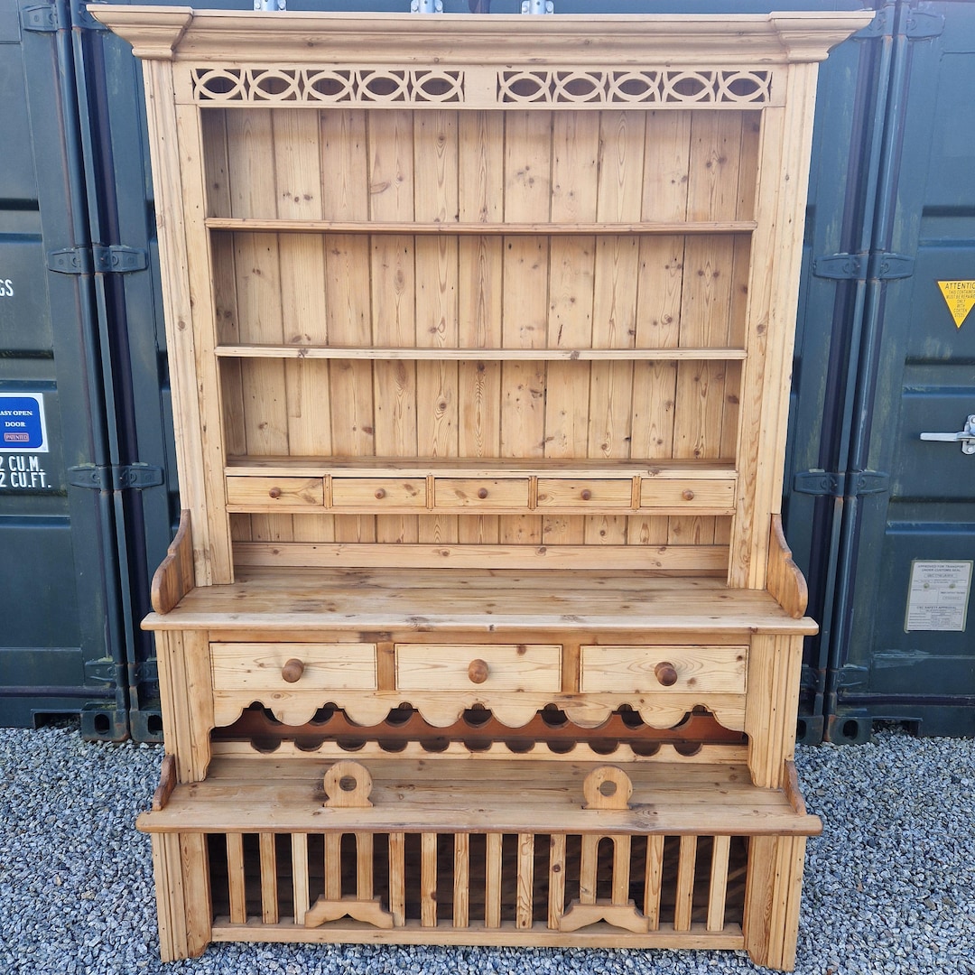 Large Antique Irish Pine Chicken Coop Dresser Farmhouse Rustic Kitchen ...