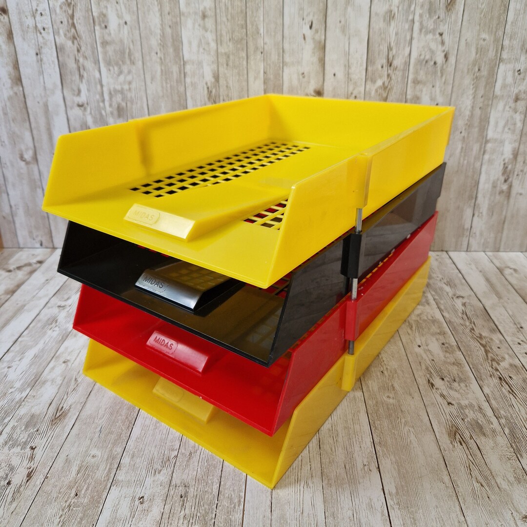 Vintage 4 Tier A4 Filing Tray Retro 1980s 80s Desk Organizer Stacking ...