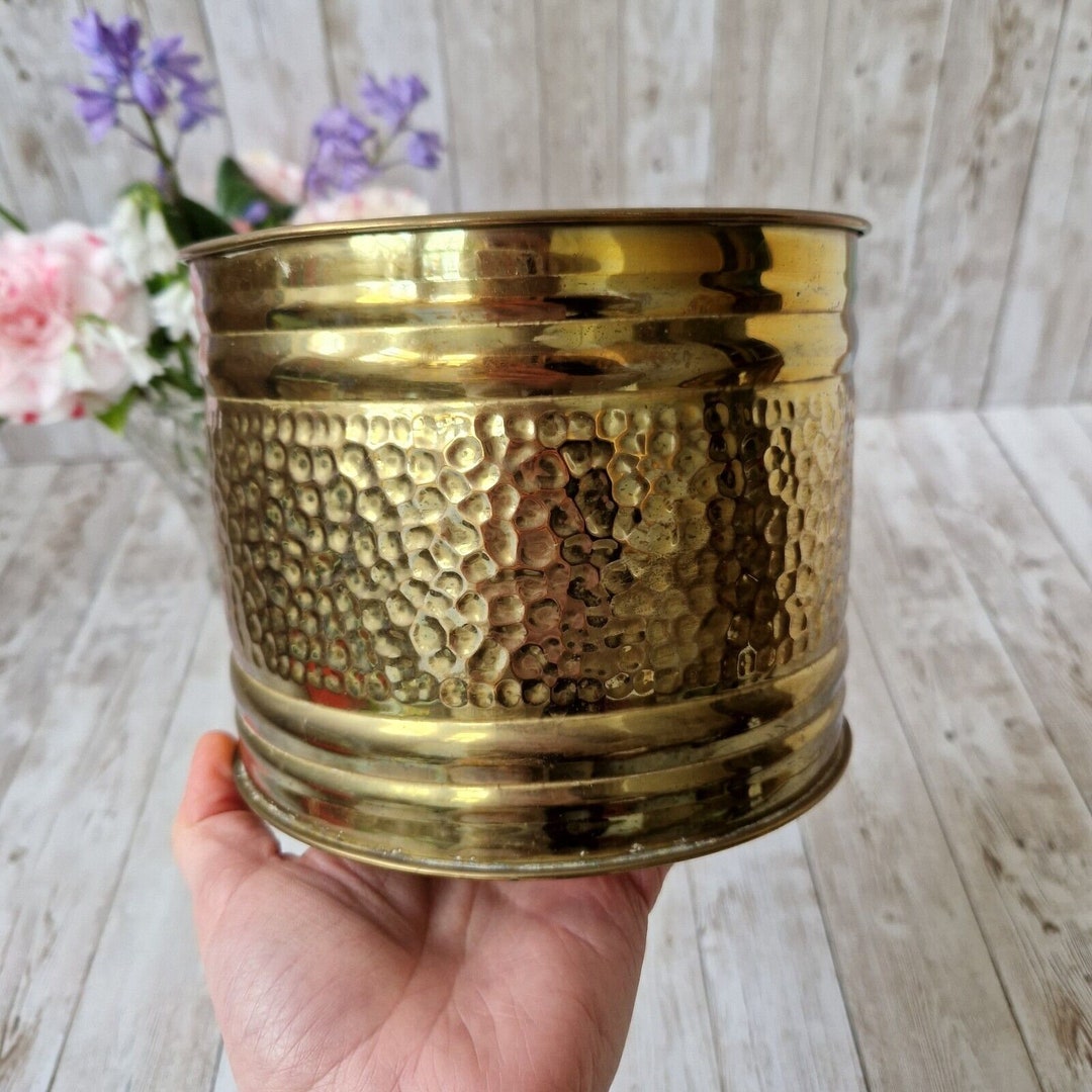 Small Brass Vintage Hammered Planter Plant Pot 1980s Vintage Décor ...