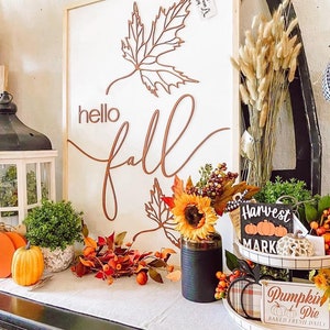 Hello Fall and Leaves Framed Sign - Etsy