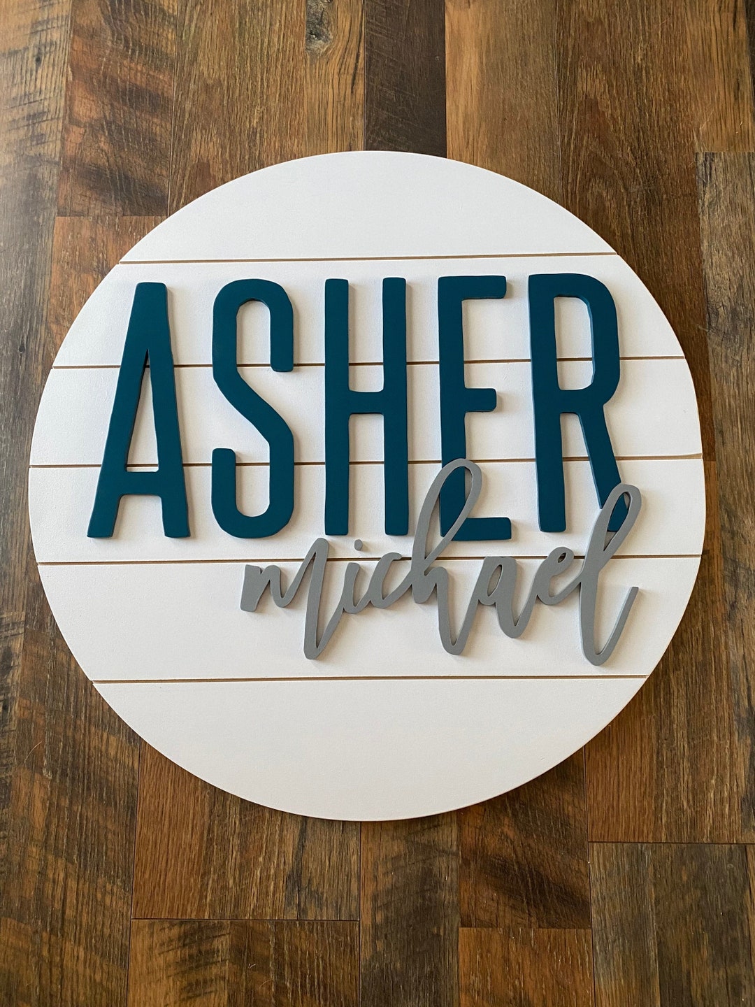 Round Name Sign With Shiplap - Multiple Sizes Available - Etsy