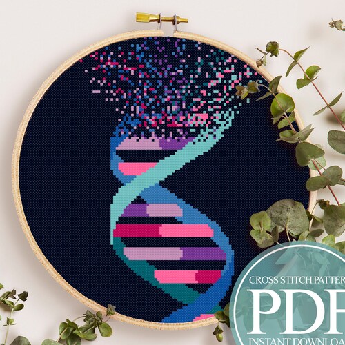 DNA Cross Stitch Pattern Helix Cross Stitch Pattern Science - Etsy