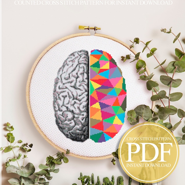 Brain Cross Stitch - Etsy
