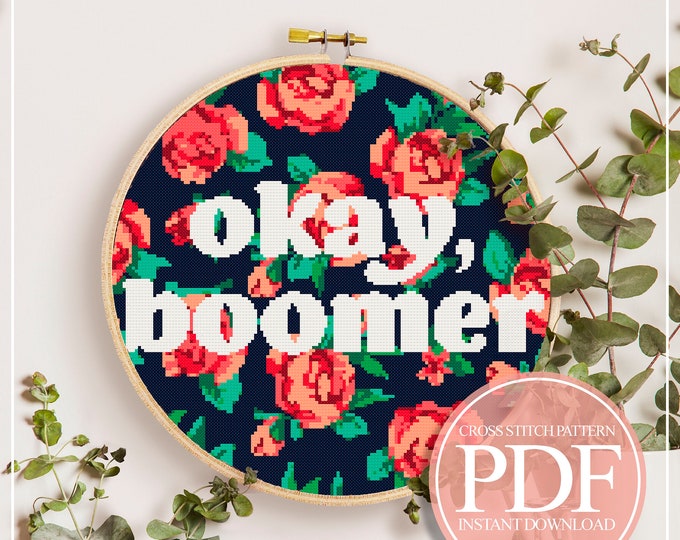 OK Boomer Cross Stitch Pattern PDF Okay Boomer Cross Stitch - Etsy Canada