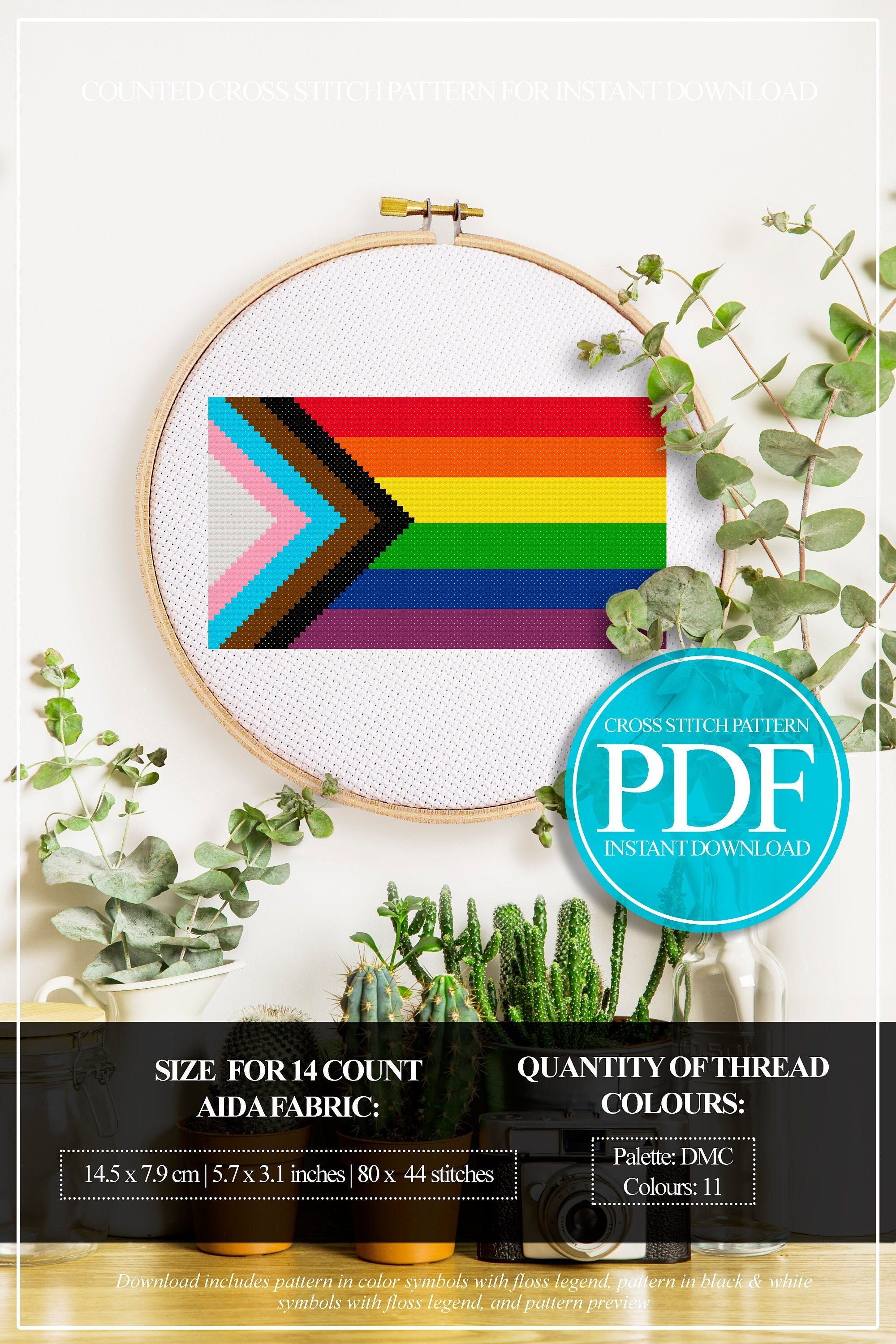 Progress Pride Flag Cross Stitch Pattern (PDF) - Etsy