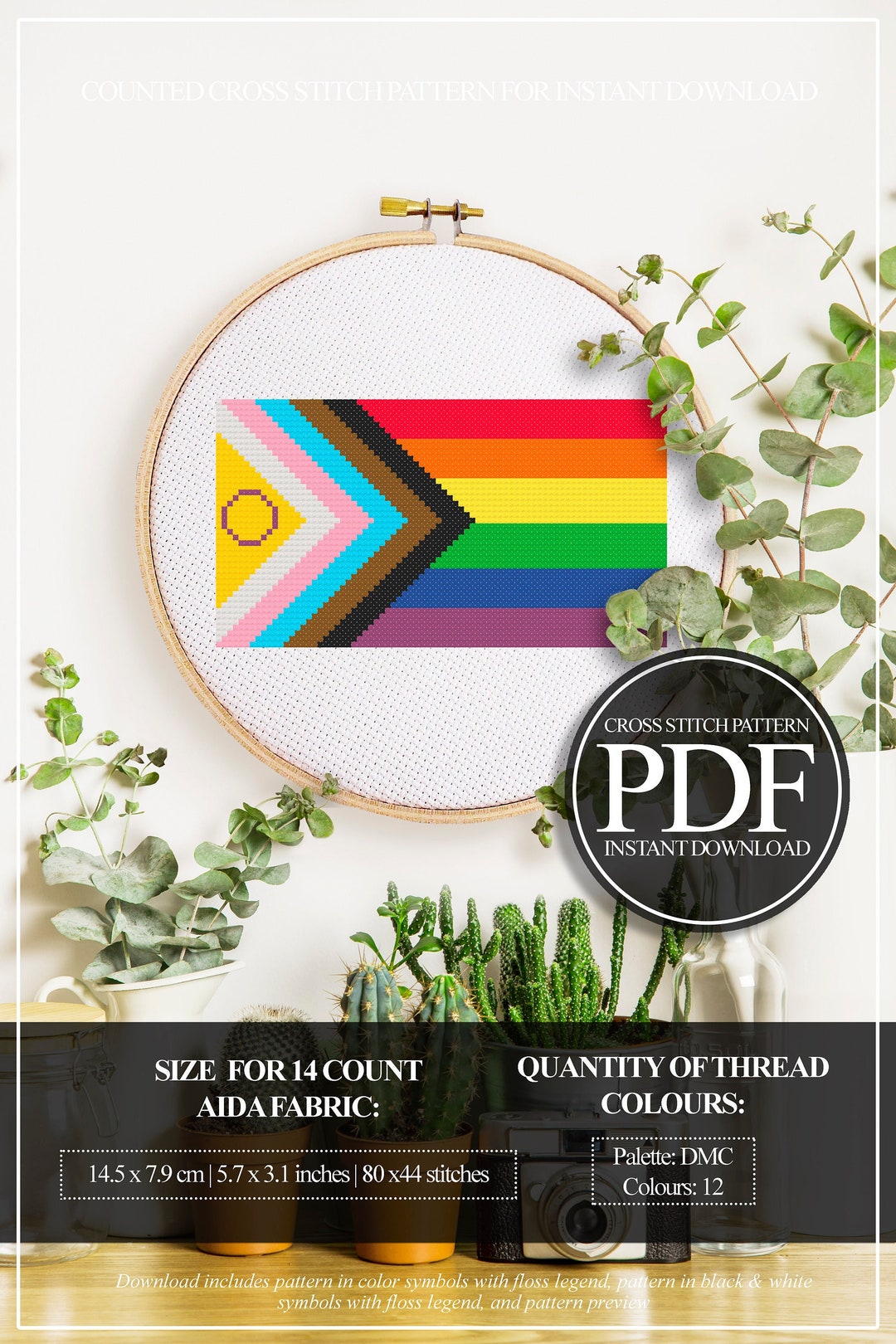 LGBTQ Cross Stitch Pattern Progress Pride Flag Cross Stitch - Etsy