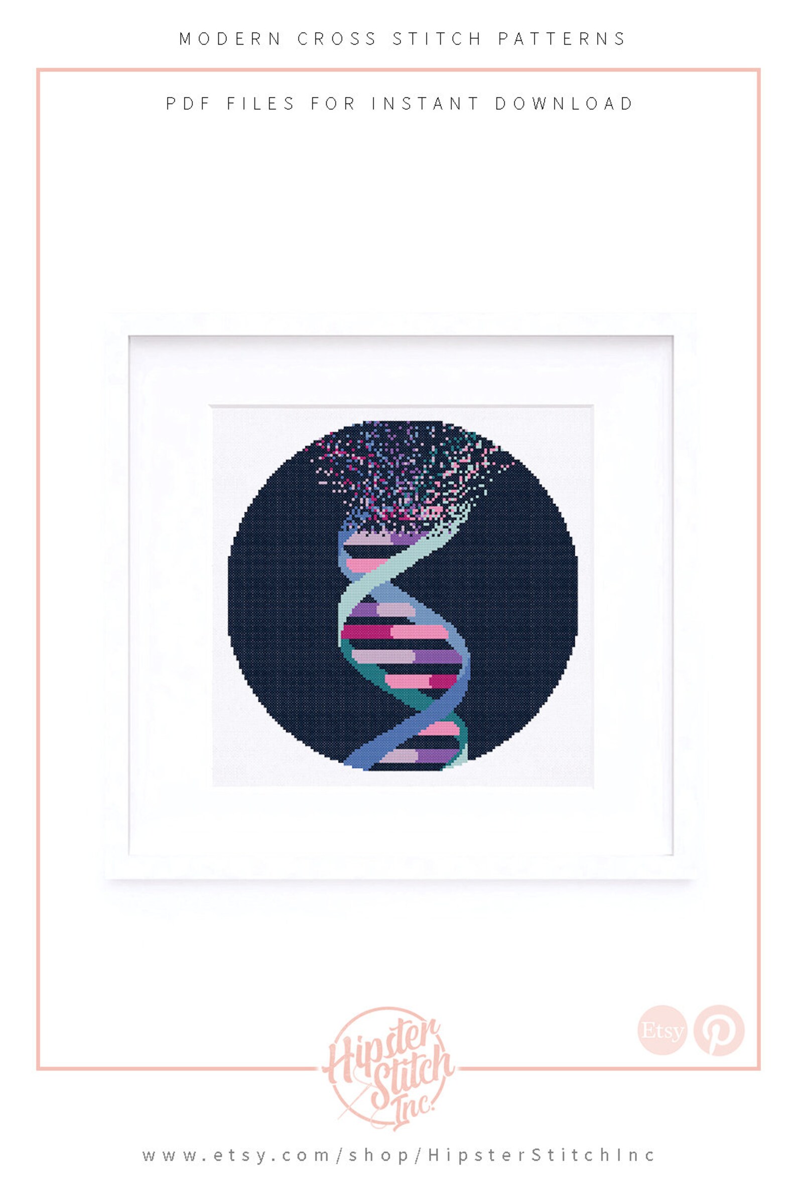 DNA Cross Stitch Pattern, Helix Cross Stitch Pattern, Science Cross ...