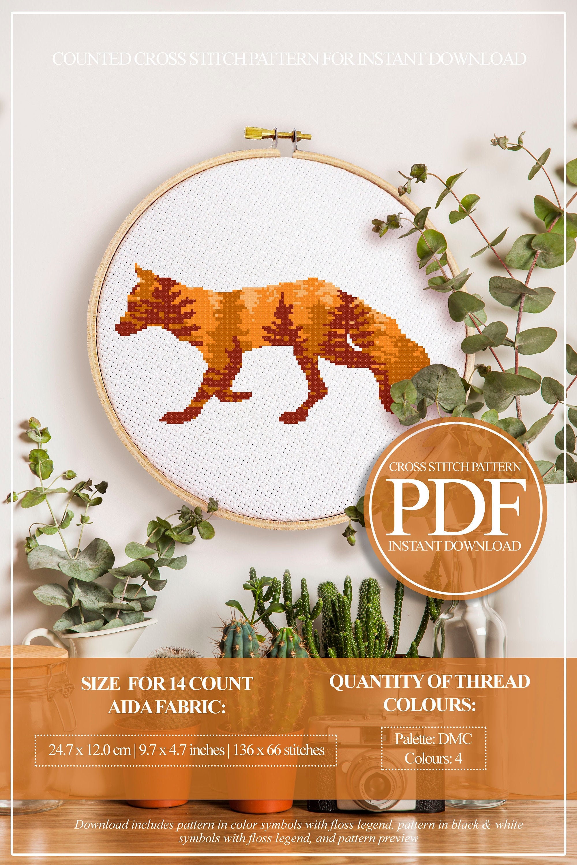 Fox Cross Stitch Pattern PDF Woodland Cross Stitch Pattern | Etsy