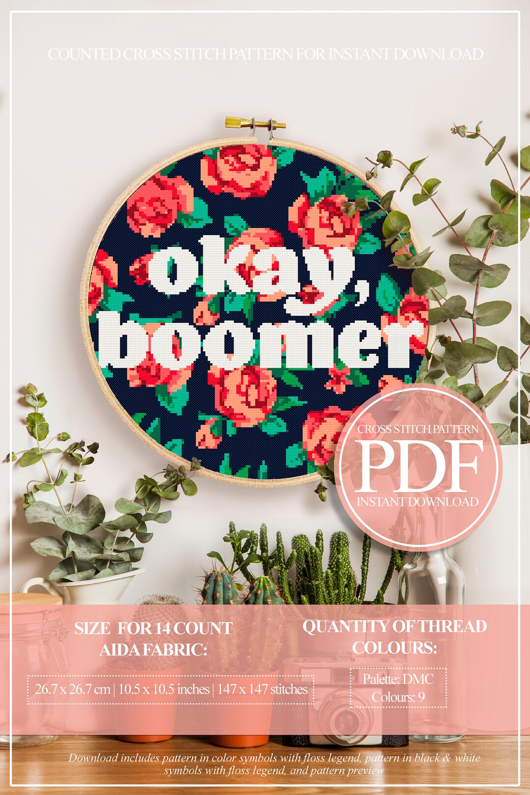 OK Boomer Cross Stitch Pattern PDF, Okay Boomer Cross Stitch, Meme ...