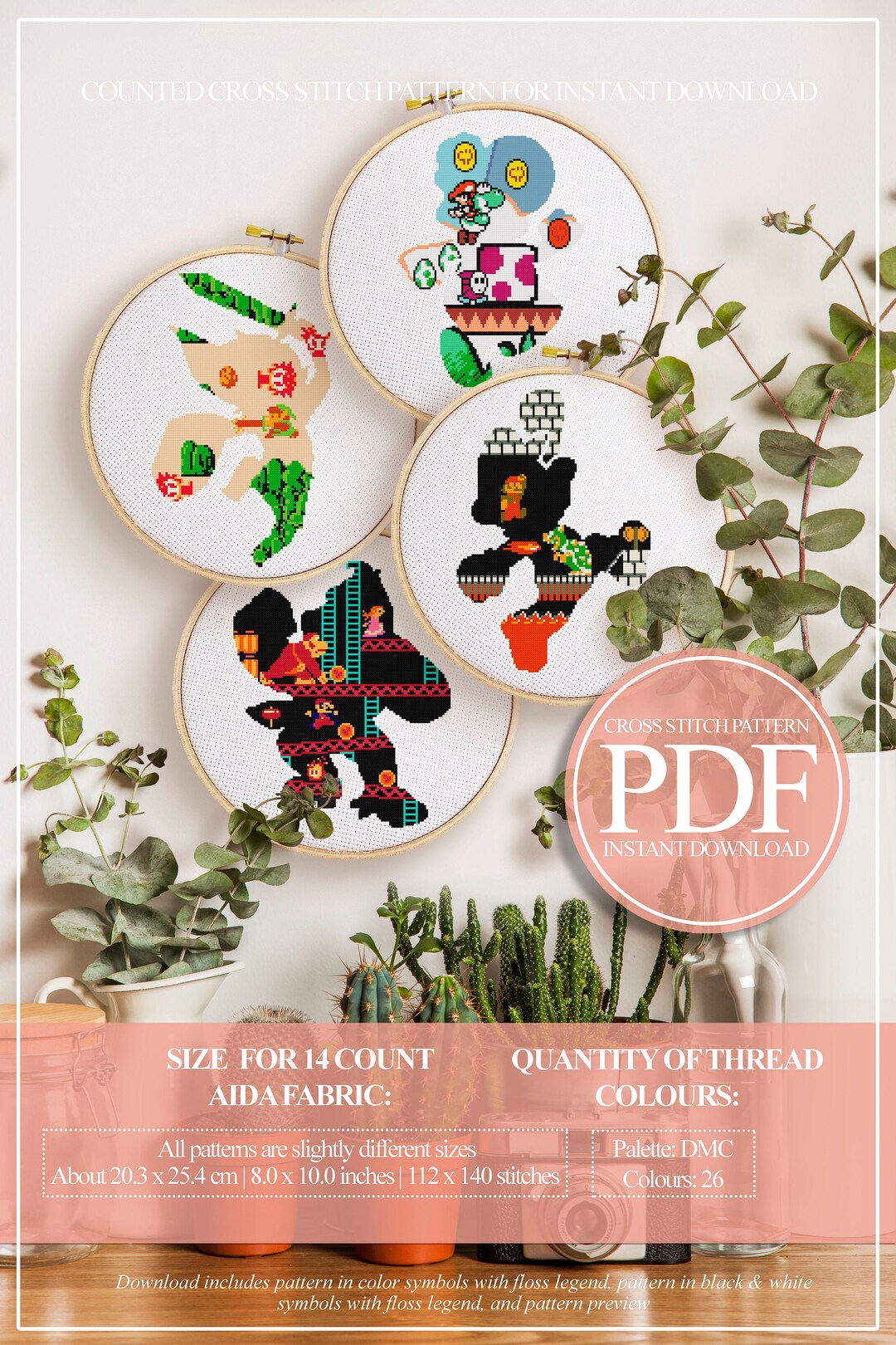 Video Game Cross Stitch Pattern PDF, Mario Cross Stitch Pattern, Zelda ...