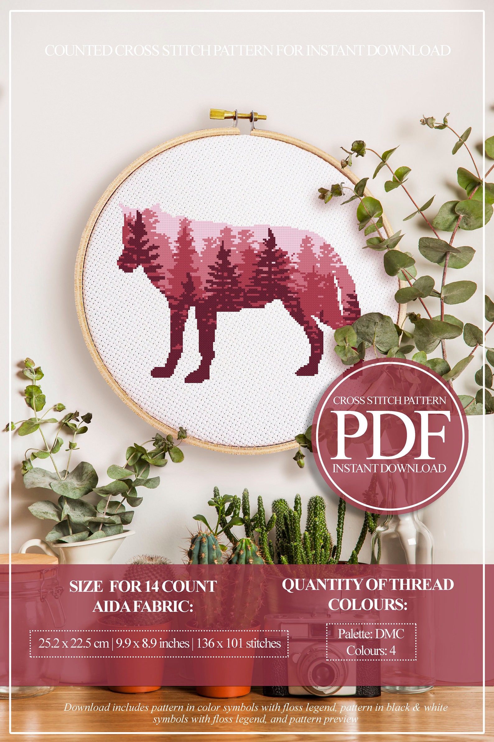 Woodland Cross Stitch Pattern, Set of 4 Cross Stitch, Forest Cross ...