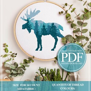 Woodland Cross Stitch Pattern, Set of 4 Cross Stitch, Forest Cross ...