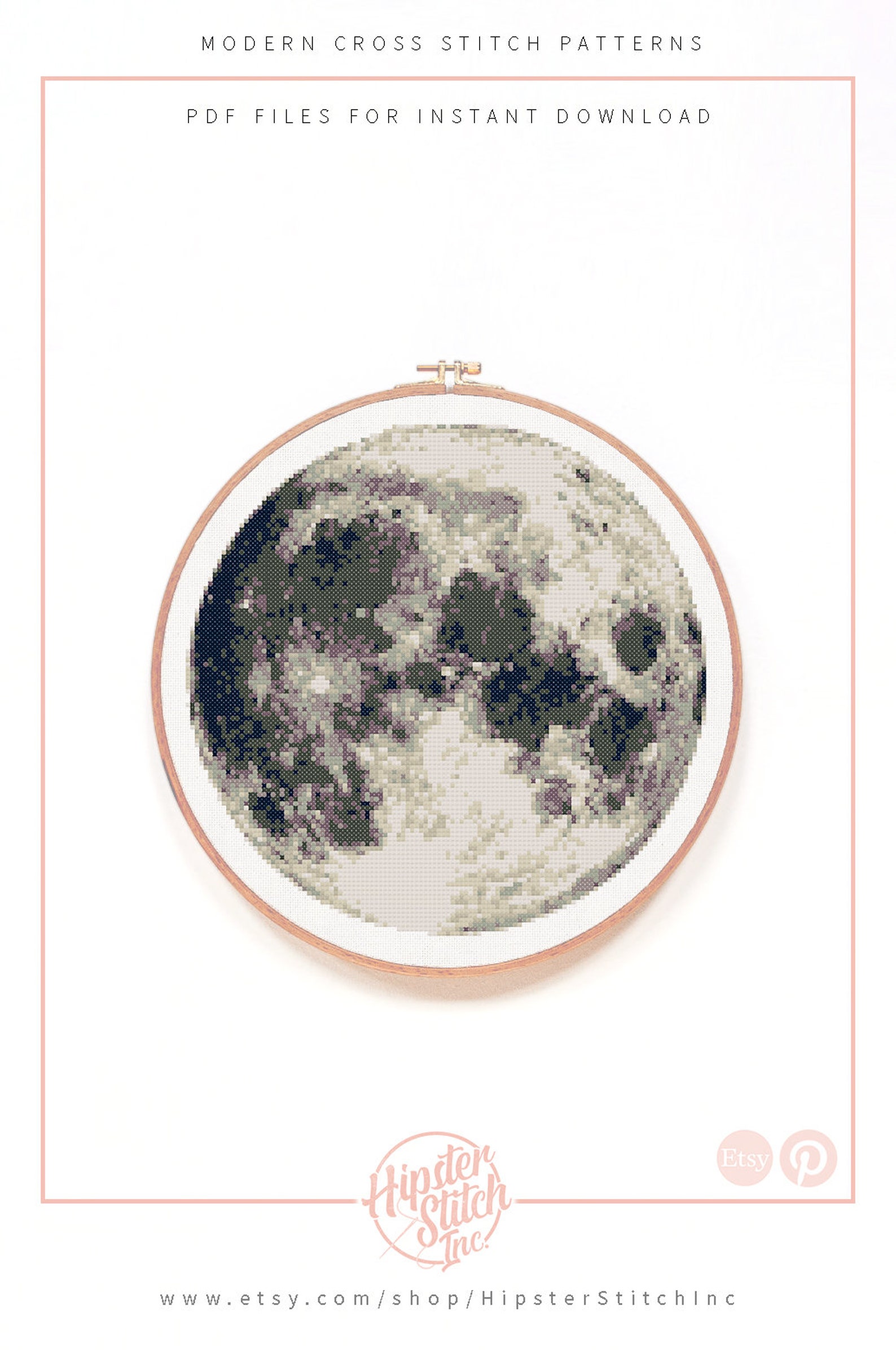 Moon Cross Stitch Pattern PDF Space Cross Stitch Pattern PDF - Etsy