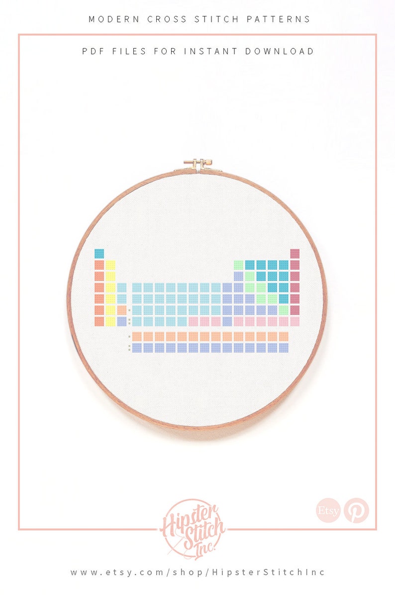 Periodic Table Cross Stitch Pattern, Science Chemistry (PDF Pattern ...