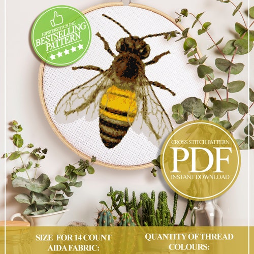 Honey Bee Modern Cross Stitch Pattern Flowers Wreath Insect - Etsy