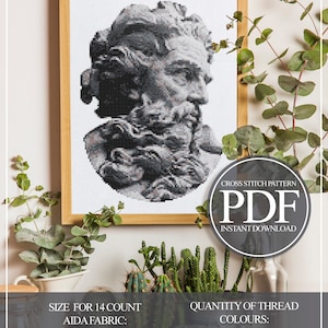 SET OF 3 Modern Cross Stitch Pattern PDF, Zeus Cross Stitch, Greek God ...