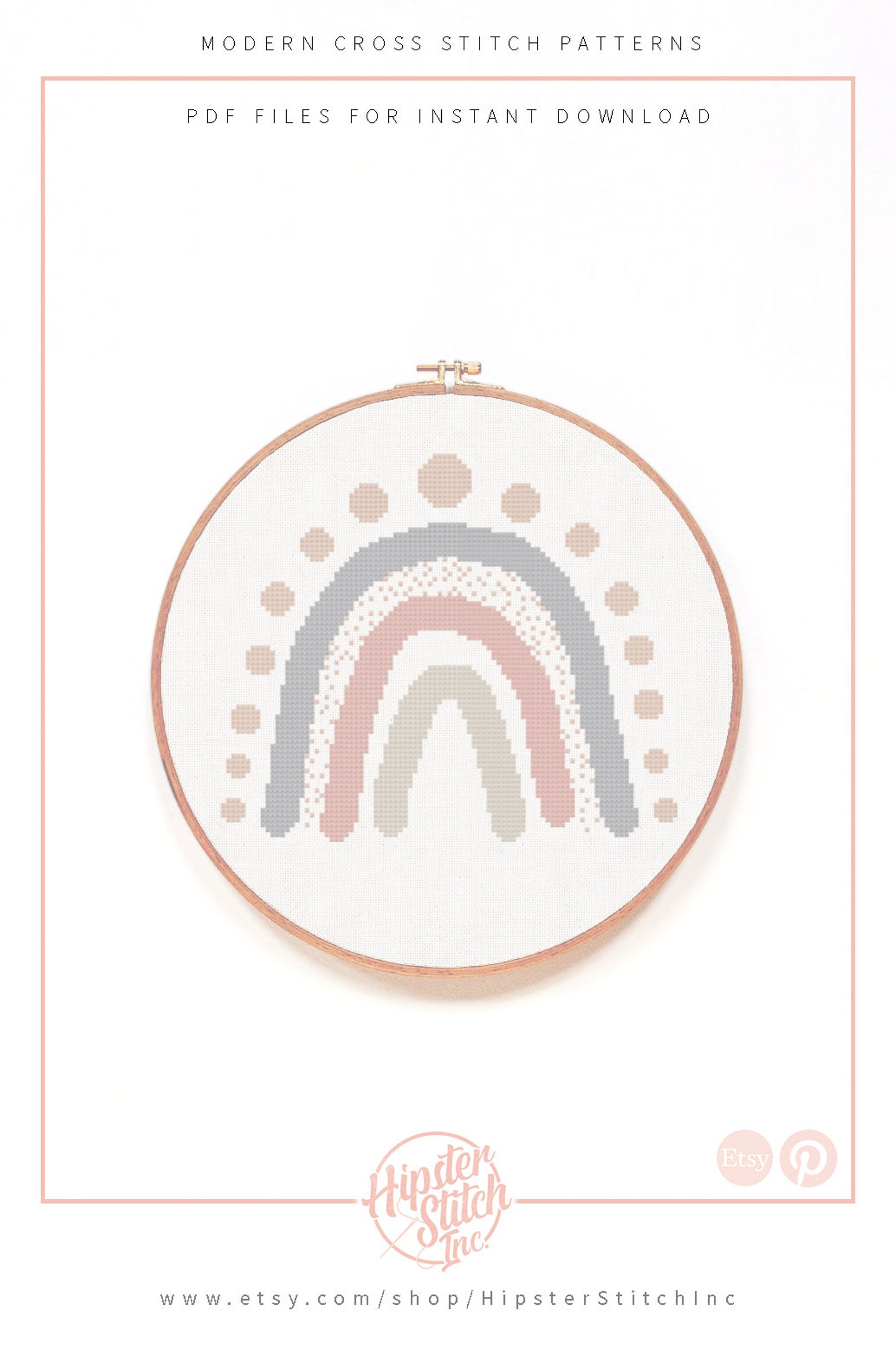 Boho Rainbow Cross Stitch Pattern PDF Beginner Cross Stitch | Etsy