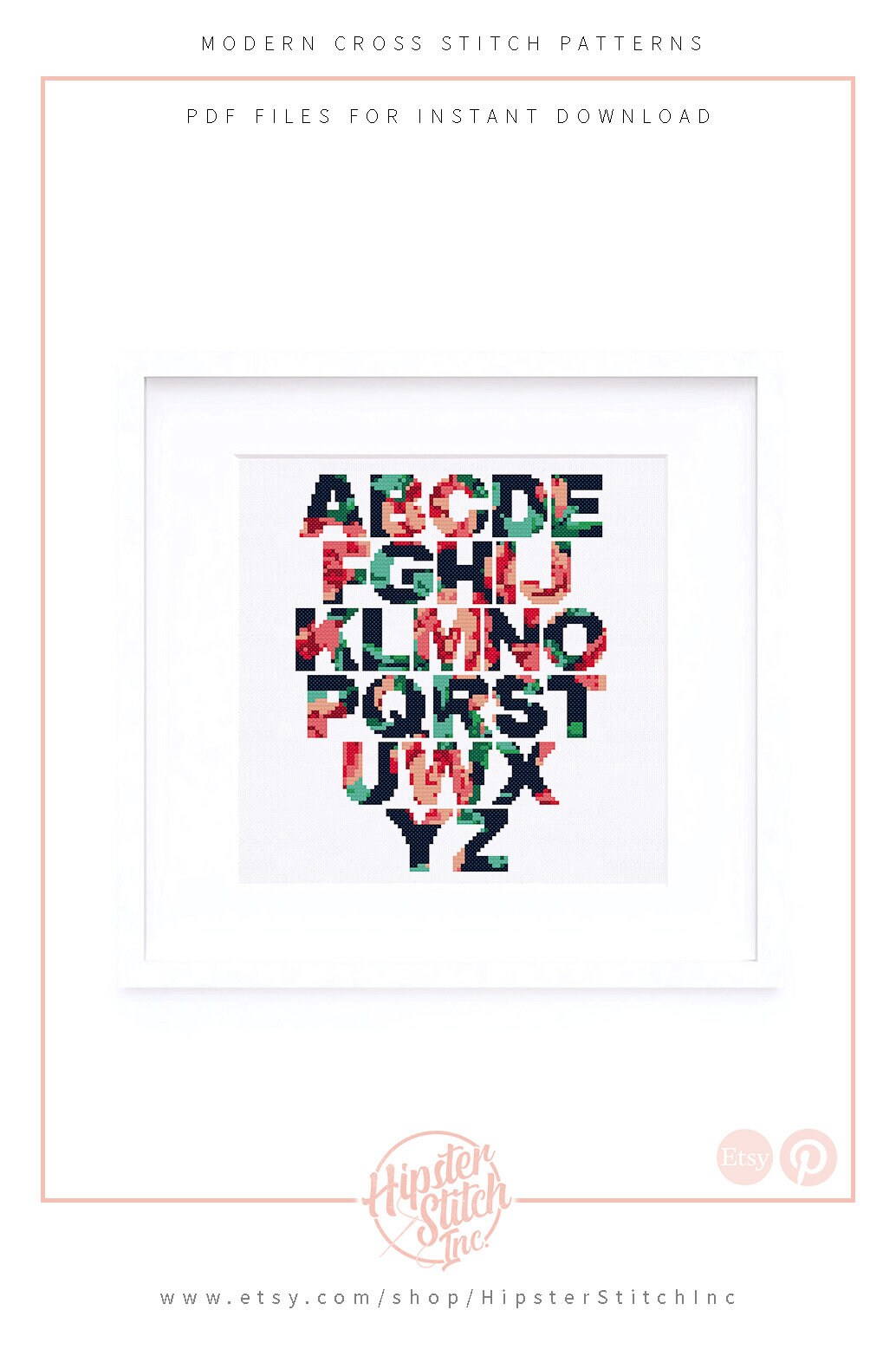 Full Alphabet Cross Stitch Pattern Floral Alphabet Cross - Etsy UK